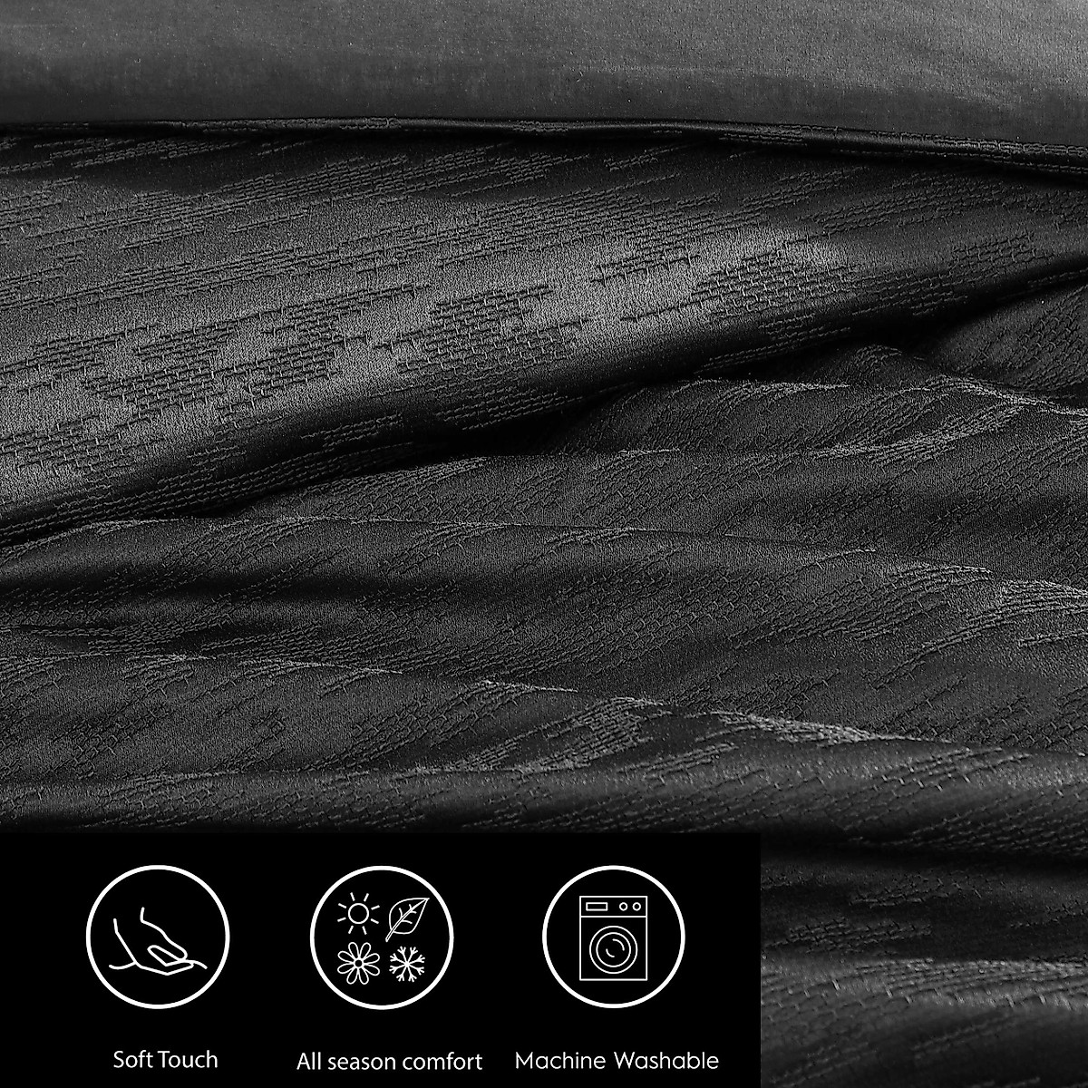 Vera Wang - King Duvet Cover Set, Luxury Textured Weave Bedding with Matching Shams, Ideal for All Seasons, Oeko-Tex Certified (Illusion Black, King)