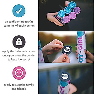 (3 Blue & 3 Pink) Baby Gender Reveal Powder Cannon with Holi Powder | TUR Party Supplies | No Mess 100% Biodegradable | 12 inch | Confetti Popper Sticks for Baby Boy or Girl Gender Reveal Decorations & Game Ideas