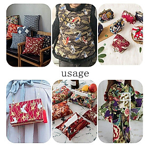 Queenbox 6PCS Japanese Printed Fabric, 15.7x19.6" Furoshiki Cloth, Traditional Sakura Printed Waves Cotton Sewing Fabric for Kimono Cheongsam Bag DIY Quilting