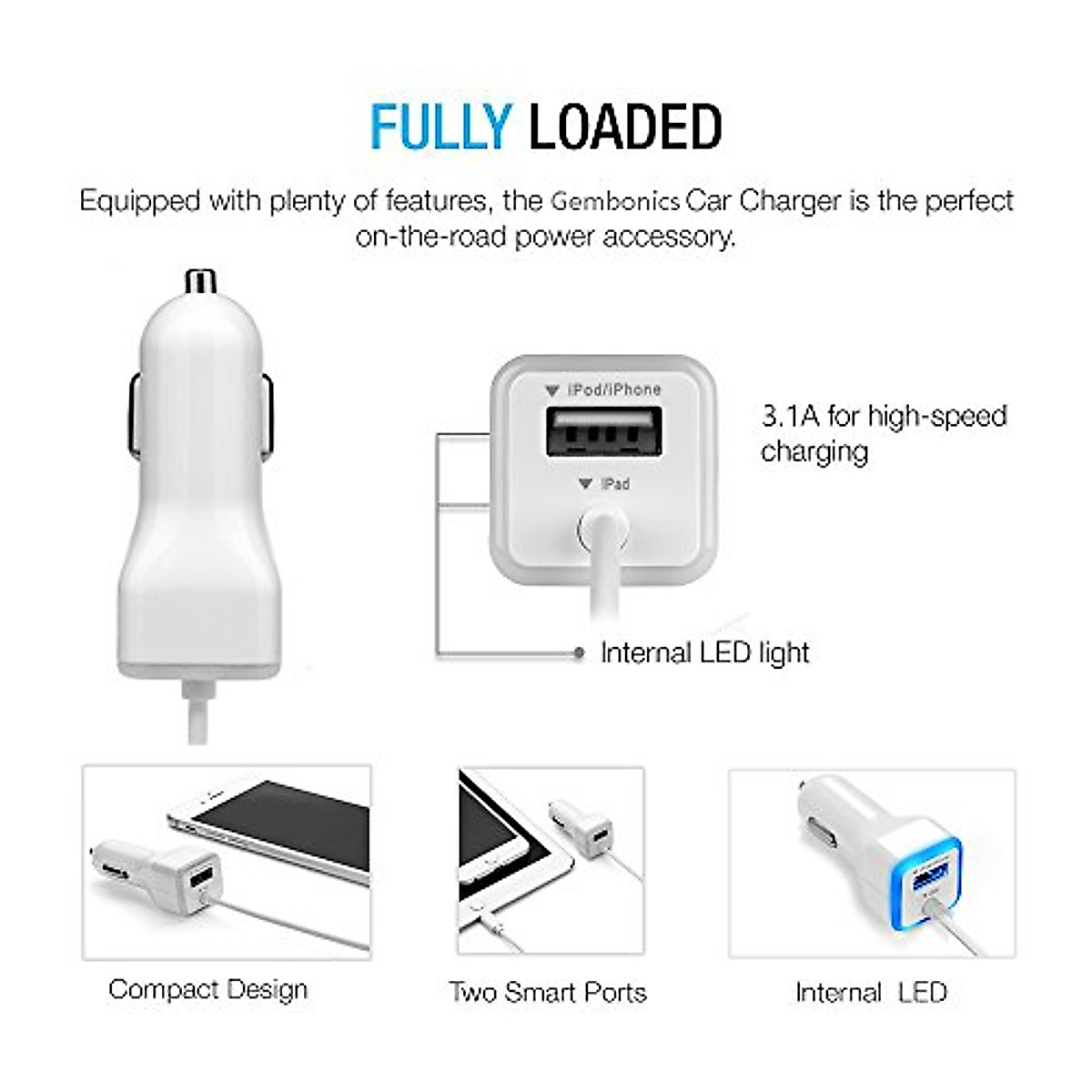 iPhone Car Charger, [Apple MFI Certified] Car Charger for iPhone 14, 13, 12, 11, X, XR, XS, Pro, 8 Plus, 7 Plus, Pro Max, iPad Pro, Air 4, Mini with Extra USB Port