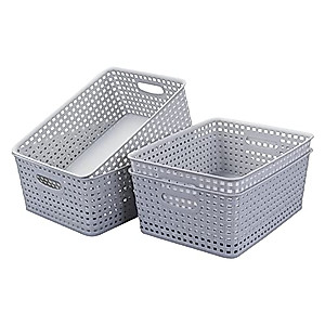Kiddream 8 Quart Plastic Storage Basket, Woven Storage Basket Bins Set of 4, F