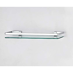 Danya B. Floating Wall Mount Tempered Glass Bathroom Shelf with Brushed Chrome Rail - Clear