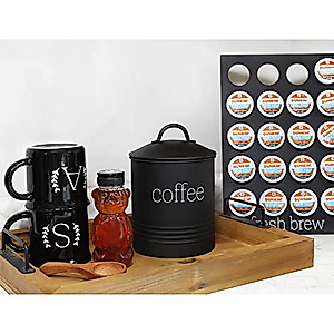 AuldHome Enamelware Black Coffee Canister; Modern Farmhouse Style Coffee Storage for Kitchen