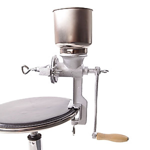 Hand Crank Grain Mill, Hand Cranking Operation Grain Grinder Table Clamp Manual Corn Grain Grinder Cast Iron Mill Grinder for Grinding Nut Spice Wheat Coffee Home Kitchen Commercial Use,Silver