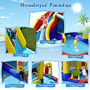 BOUNTECH Inflatable Water Slide, Mega Water Park Bounce House Combo for Kids Backyard Outdoor Fun w/Splash Pool, Climbing Wall, Blow up Waterslides Inflatables for Kids and Adults Party Gifts