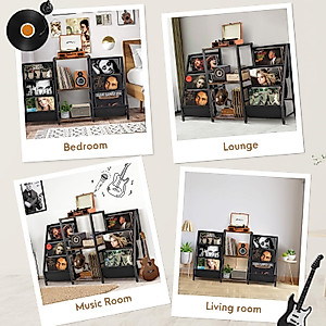 Record Player Stand with Vinyl Storage, Record Player Table with Vinyl Record Storage Holds 220 Albums, Turntable Stand with Record Holder Vinyl Display Shelf, Record Player Cabinet for Living Room