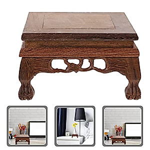 Cabilock Handicraft Ornaments Rustic Wood Base Glass Sphere Stand Houseplants Crystal Base Household Decor Usa Decorations Table Top Decor Chinese Vase Craft Rack Wooden Desktop