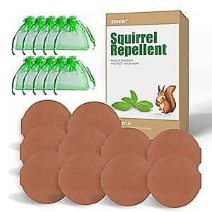 SEEKBIT 10 Pack Squirrel Repellent | Repels Chipmunk Rodent Mice | Peppermint Oil Attic, Garden Squirrels Deterrent | Car Engines Under Hood Pest Repeller | Waterproof Long Lasting, Bags