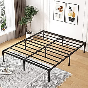 ALDRICH 18 Inch Metal Full Size Bed Frame - Black Basic Anti Squeak Steel Slats Platform, Easy Assembly Heavy Duty Noise Free Bedframes, No Box Spring Needed