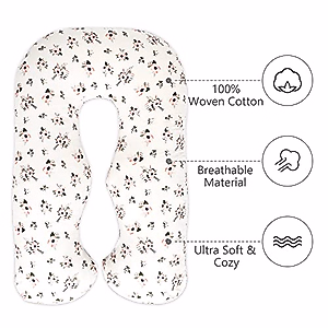 TILLYOU Pregnancy Pillow Cover - Cooling Maternity Pillow Cover for U-Shaped Full Body Maternity Pillow, Soft and Breathable for Expectant Mothers, Floral