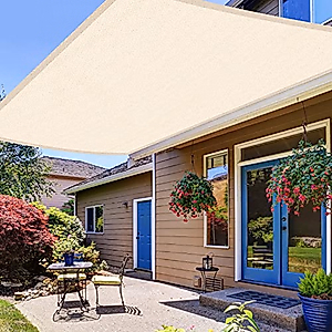 Fuairmee Sun Shade Sail 10' x 13' Beige Rectangle Shade Sail UV Block Fabric Sunshades for Patio Garden Backyard Outdoor Pergola Canopy Cover Sunshade Sails