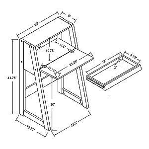 24/7 Shop at Home Fralick Modern Wood 1 Drawer Multi-Functional Desk with Flip Down Storage Cabinet for Workstation, Home Office, Study Room, Oak Brown and Black