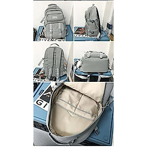 DUNBRI Fashion Men Backpack Waterproof Nylon Rucksack Bag Kawaii Women Bag High Capacity Travel Bag Side Pockets (Blue)