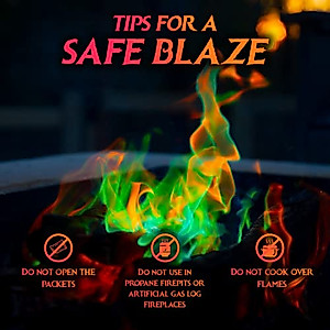 Enchanted Flames Pack of 25 Fire Changing Color Packets for Campfires, Fire Pits, and Outdoor Wood Fireplaces, Longer Lasting Burn Time, Safe and Non-Toxic