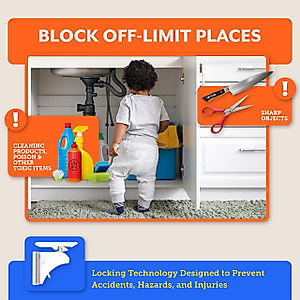 Eco-Baby Cabinet Locks for Babies - 20-Pack Magnetic Baby Proof Safety Latches﻿, 3 Keys - Magnetic Child Proof Cupboard Drawers, Doors - Easy Installation No Drilling or Tools Required