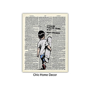 Banksy Wall Art Set - Inspirational Quotes Room Decor - Motivational Graffiti Street Art for Teens Bedroom, Living Room, Dorm - Set of 6-8x10 each Poster Picture Prints Home Decoration