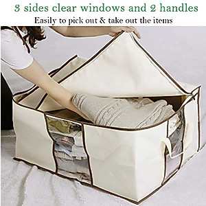 MISSLO Jumbo Zippered Storage Bags for Closet King Comforter, Clothes, Blanket Organizers Heavy Fabric Space Saver