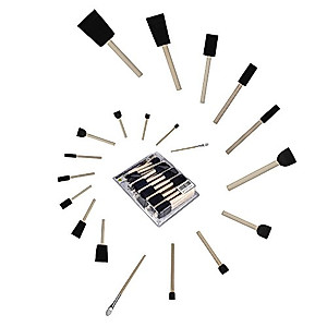 conda 50 Pack 0.5"-2" Different Size Assorted Foam Brush Set Wood Handle Paint Brush Set- Lightweight, Durable, Great for Acrylics, Stains, Varnishes, Crafts