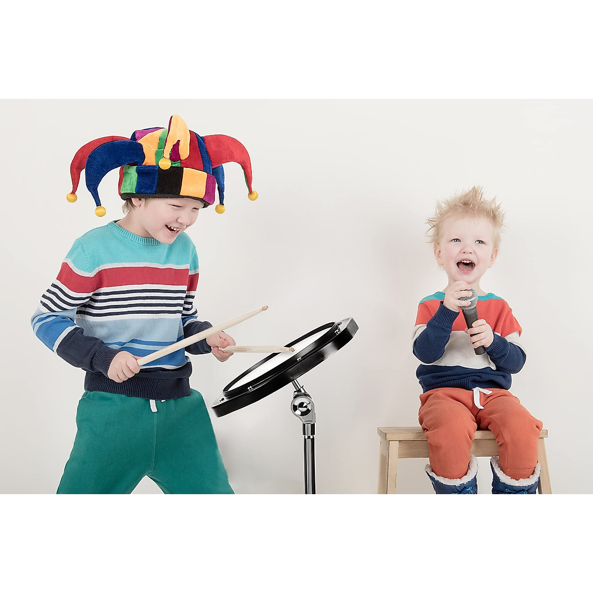 TOLEAD 32 Notes Glockenspiel Kit Xylophone Bell Percussion Instruments with Adjustable Height Stand, Practice Pad Mallets & Wooden Drumsticks, Portable Carrying Bag