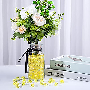 DomeStar Iridescent Yellow Acrylic Ice Rocks, 180PCS Holographic Crushed Ice Dazzling Fake Diamonds Sparkling Plastic Gems for Vases Fillers Table Scatter Decoration Game