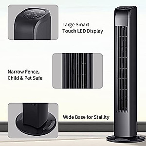 AKIRES Oscillating Tower Fan 30 Inch Portable Light-Weight Space-Saving Quiet Bladeless Floor Fan for Office kitchen Living Room Tower Fan with Remote Control,3 Speeds,3 Modes,7.5H Timer