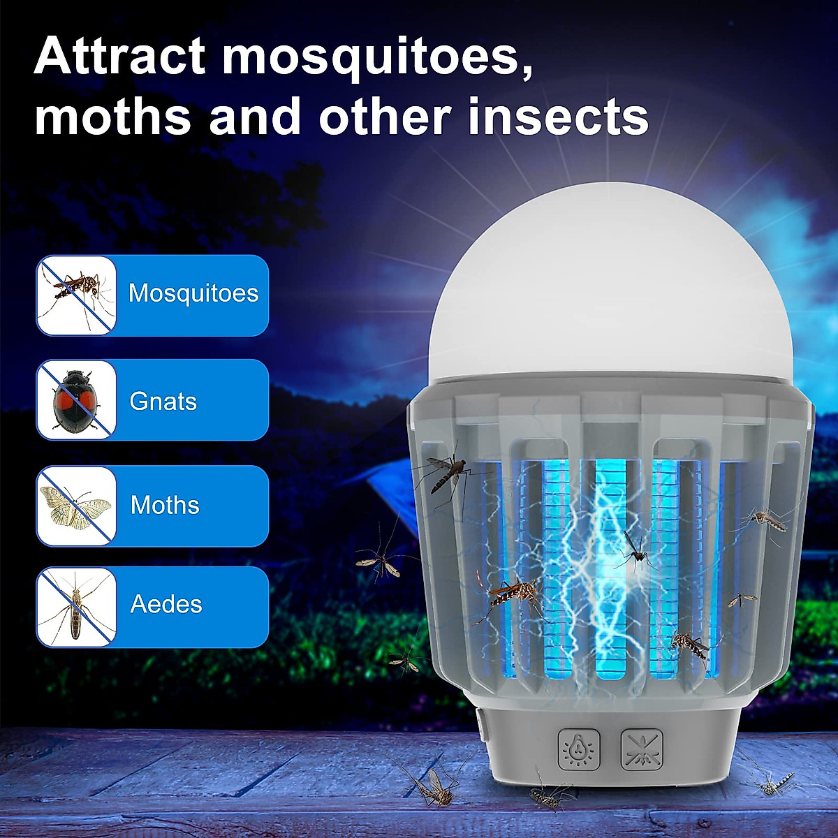 Wisely Bug Zapper Outdoor Electric, USB-C Rechargeable Mosquito Killer Lantern Lamp, Portable Insect Electronic Zapper Indoor Trap, with LED Light, 3-Pack (Multi Color)