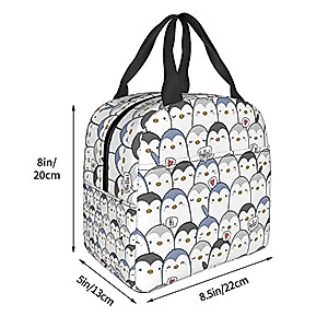 srufqsi Cute Penguin Greeting Lunch Bag Insulated Water-Resistant Tote Bag Reusable Lunch Box For Picnic Travel