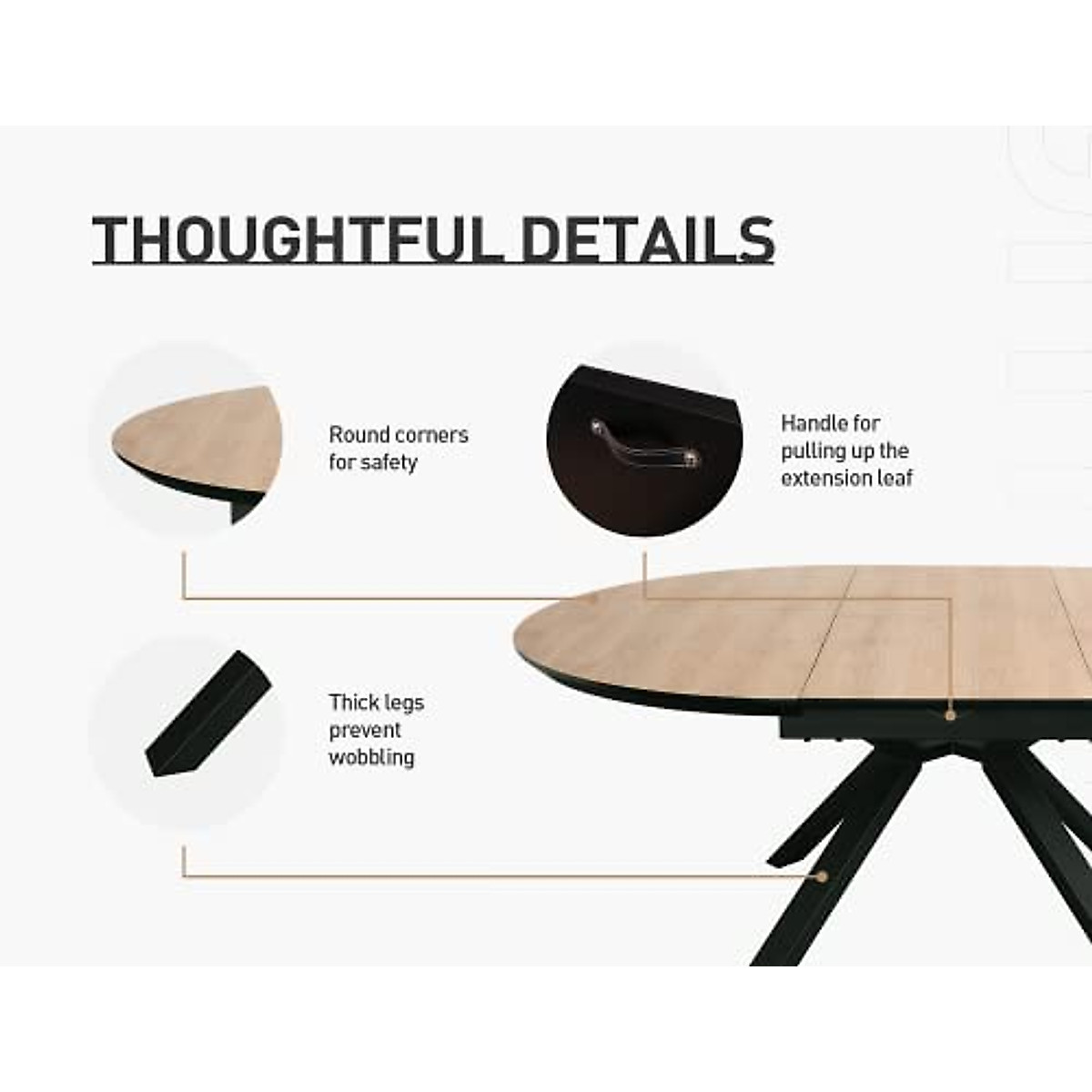 Acanva Extension Oval/Round Dining Table for 6, Expandable Butterfly Leaf & Sturdy Base, Suit for Kitchen, Living Room & Apartment, 51.2”W(+19.7”) x 51.2”D x 30.1”H, Light Oak