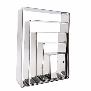 Antallcky Rectangle Cookie Cutter Set-5 pcs Stainless Steel Rectangle Biscuit Molds Fondant Cake Cookie Cutter Set Pastry Heavy Duty Deep Mold 1 Inch Depth