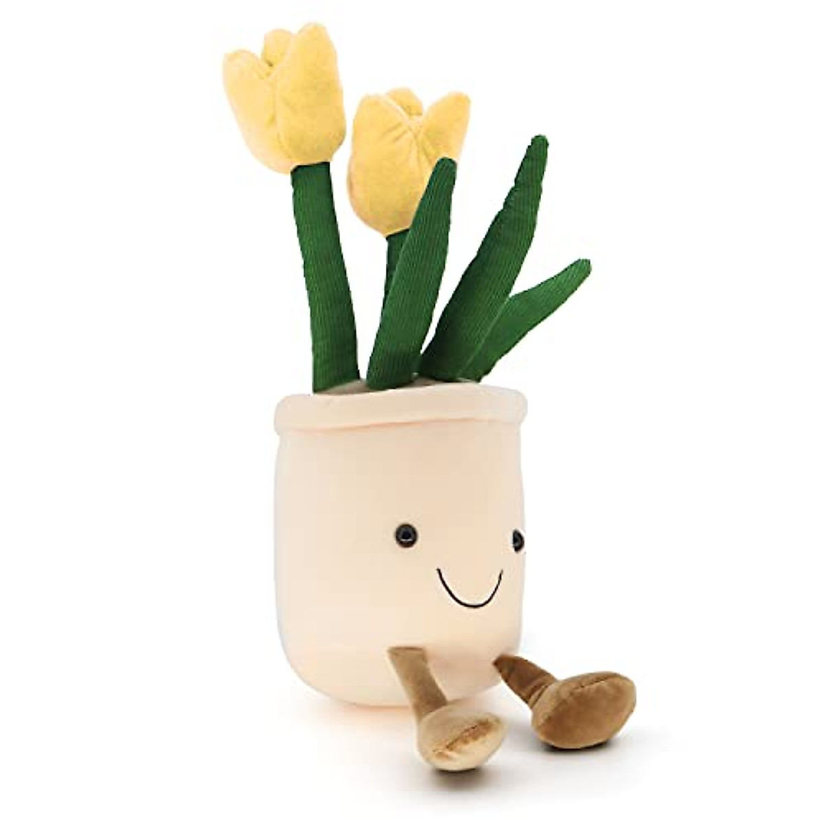 RELIGES Succulents Plush Toy, Cute Stuffed Potted Plants Plush Doll, Gifts Toy for Kids Boys (Tulip - Yellow)