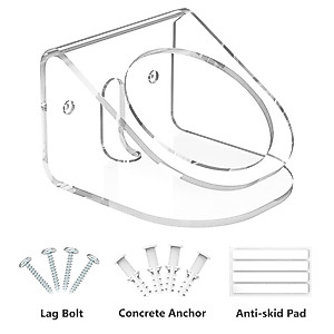 WALI Speaker Wall Mount Holder, Space Saving Transparent Light Guide Effect Wall Mount Bracket Shelf (SWM-EH-04C), 1 Pack, Clear