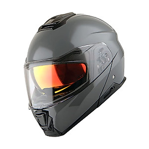 Martian Motorcycle Modular Full Face Helmet Flip up Dual Visor Sun Shield: HG362 Cement Grey