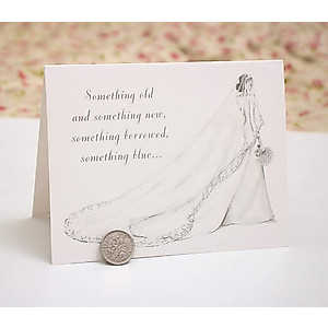 Old Sixpence Coin and Wedding Card for Bride, Something Old, Something New, Something Borrowed, Something Blue, and a Sixpence for Her Shoe. (1954-1967)