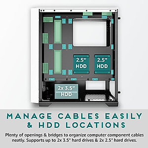 Apevia G-PRO-WH Genesis Pro Mid Tower Gaming Case with 2 x Tempered Glass Panel, Top USB3.0/USB2.0/Audio Ports, 6 x RGB Fans, White Frame
