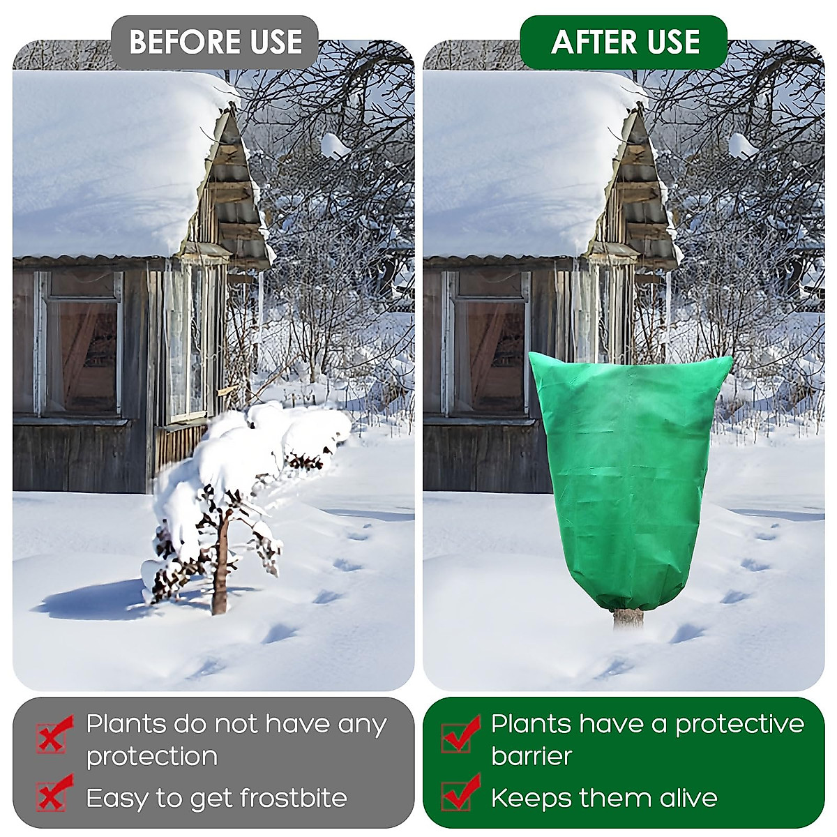 3 Pcs Large Plant Covers Freeze Protection 47.5" X 71.2" ,Reusable Winter Cold Weather Frost Blankets for Outdoor Plants with Drawstring and Zipper,Outdoor Tree Jackets (L:47.5" x 71.2", Green)