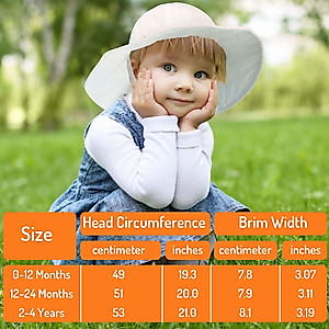 Baby Summer Hats for Girls Beach Hat SPF Sun Protection Hat for Baby Beach Hats 100% Cotton Infant Sun Hat Girl,Small Flower,S