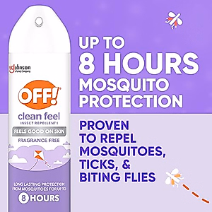 OFF! Clean Feel Insect Repellent Aerosol with 20% Picaridin, Bug Spray with Long Lasting Protection from Mosquitoes, Feels Good on Skin, 7.5 oz