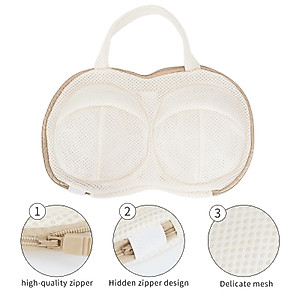 DESONAUT 2Pcs Bra Wash Bags for Laundry Lingerie Brassiere Bag bra washing protector holder for Washing Machine Beige(A to C Cups)