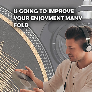 Cork Turntable Mat for Better Sound Support on Vinyl LP Record Player - Original Geometric Design- Dark light Cork slipmat [3mm Thickness]- m5