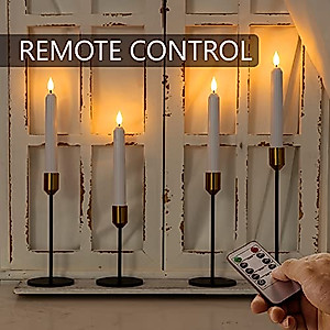 5plots White Flameless Taper Candles with Remote, Timer, Roman Column Led Taper Candles Battery Operated, Led Candlesticks with 3D Flame, 6 Flameless Taper Candles Flickering for Home Christmas Decor