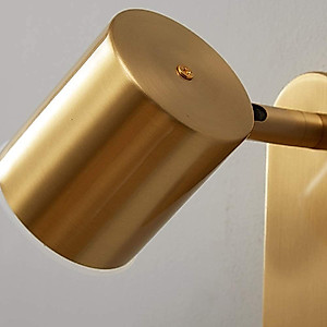 Cordless Wall Sconce Nordic Mini Wall Lamp Brushed Gold Finish Brass Bracket with Pressure Sensor Switch LED Wall Light 7W Dimmable Decorative Fixture Adjustable Head Sconce for Bedroom Bedside Lighti