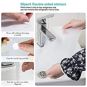 Beveetio 7 PCS Refrigerator Mats with 32 pcs Double-Sided Stickers, Washable Shelf Liner, Non-Slip Drawer Liner,Cuttable Fridge Liner,Easy to Clean Refrigerator Liners