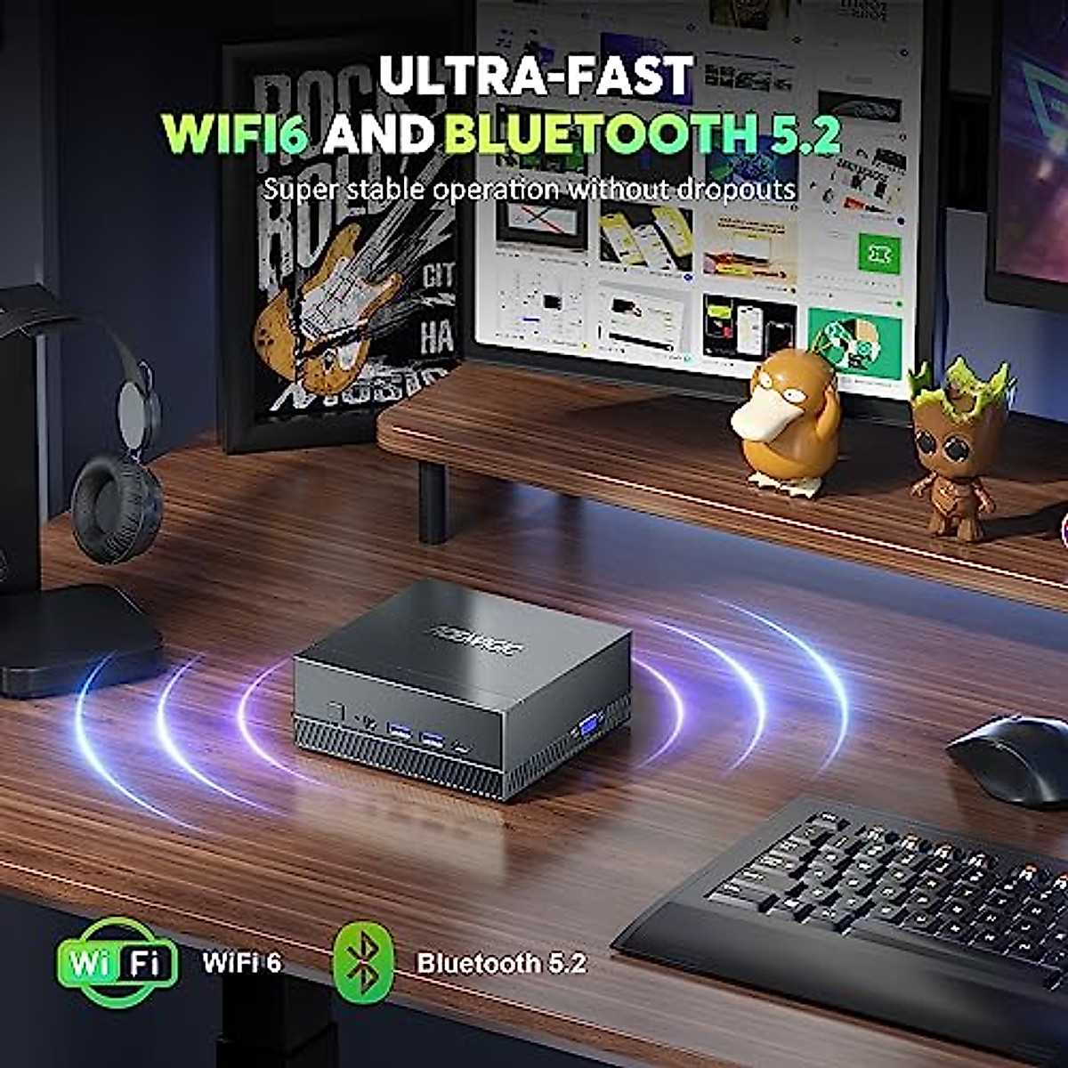 ACEMAGIC Mini PC Intel i7 11390H(Up to 5.0GHz), Mini Computer Desktop PC, 16GB DDR4 512GB M.2 NVMe PCIe 3.0 SSD Small Computer Tower Micro PC Support 4K UHD/WiFi 6/BT 5.2/Dual HDMI/LAN/USB 3.0/VESA