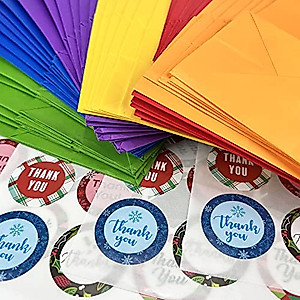 MOZRRO Mix Color 12 Pack Gift Bags with Thankyou Sealing Stickers, Great for Christmas, Gifts, Lunch, Party, Sweets, Goodies, Retail & Tchotchkes 10.2" x 5.5" x 3.5"
