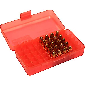 MTM 50 Round Flip-Top Ammo Box 380/9MM Cal (Clear Red)