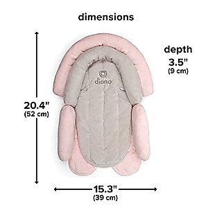 Diono Cuddle Soft 2-in-1 Baby Head Neck Body Support Pillow For Newborn Baby Super Soft Car Seat Insert Cushion, Perfect for Infant Car Seats, Convertible Car Seats, Strollers, Gray/Pink