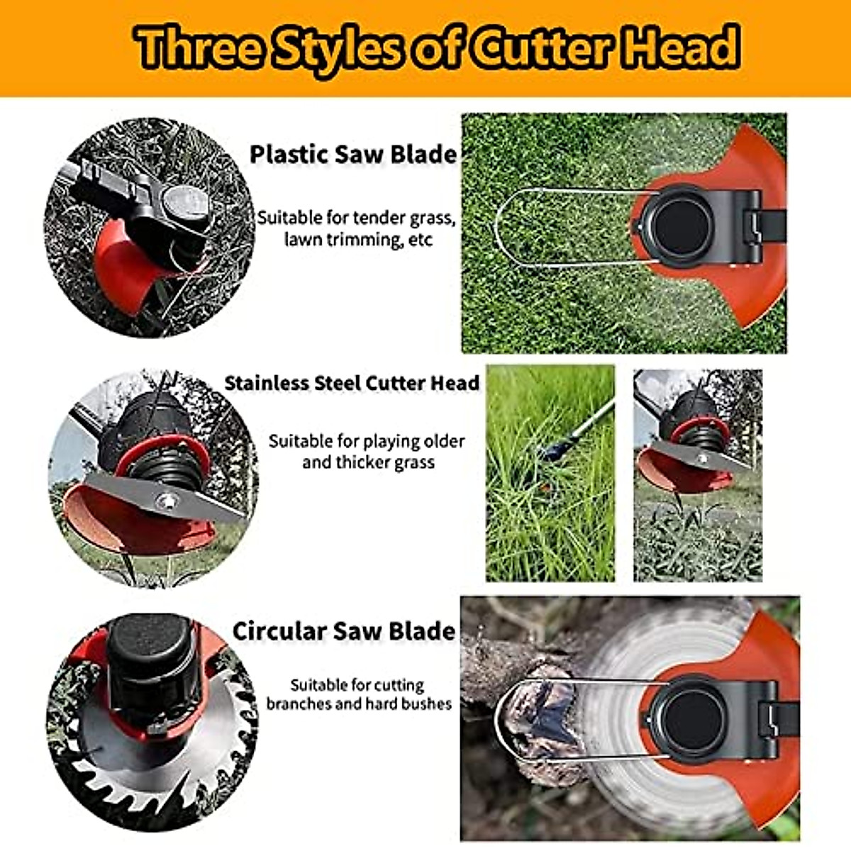 Cordless Trimmer Battery Powered Weed Wacker, 3-in-1 Lightweight Weed Eater, Adjustable Machine Head String Trimmers Cutting Tool with Remaining Power Display Screen for Yard and Garden