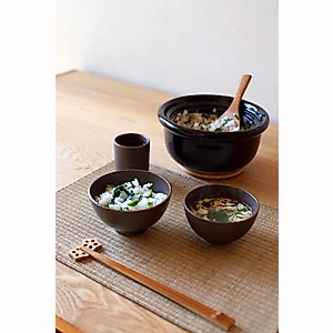 Japanese Donabe Kago Rice Cooking Pot, 2 Go, 1200cc, Black