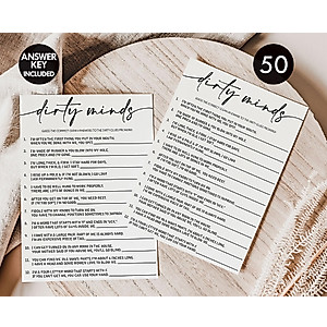 All Ewired Up 50 Funny Bridal Shower Game Dirty Minds Game (50-Cards) Bachelorette Party Wedding Engagement Rehearsal Dinner Activity, Minimalist