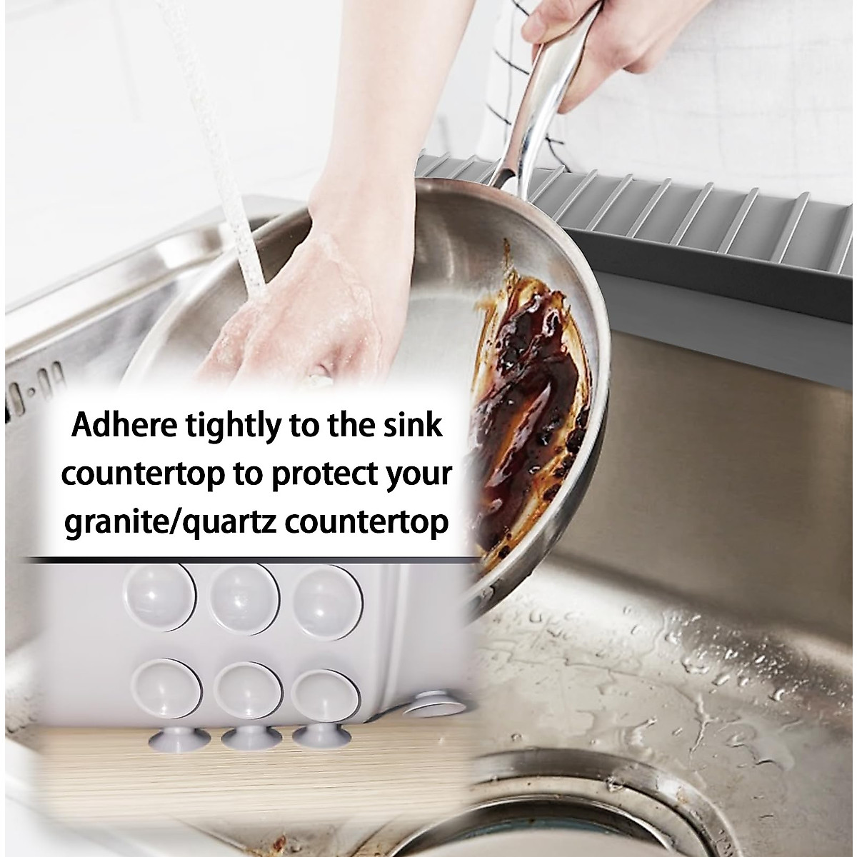 Silicone Sink Edge Protectors, Kitchen Sink Splash Guards With Suction Cup, Splash Guard For Bathtub Sink, 4" x 14" Multifunction Sink Accessories, Countertop Protectors For Quartz Kitchen Sink